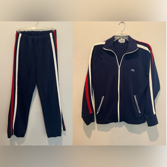 Izod | Pants & Jumpsuits | Vtg 7s Izod Lacoste Blue Knit Track Suit ...